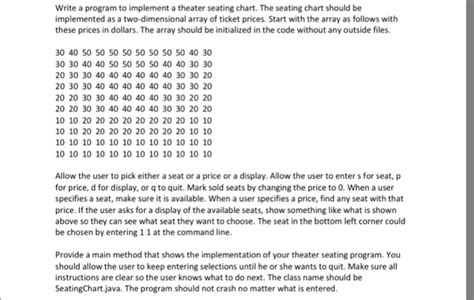 Solved Write A Program To Implement A Theater Seating Chart