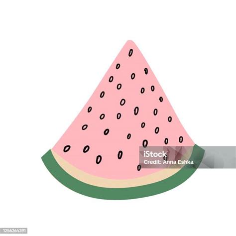 수박의 손으로 그린 핑크 조각 낙서 수박 인쇄 흰색 배경에 고립 된 여름 디자인 과일 요소 벡터 스톡 일러스트레이션 건강한 생활방식에 대한 스톡 벡터 아트 및 기타 이미지