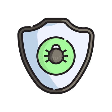 Bug Icon Vector Illustration Flat Outline Cartoon Cyber Security Icon