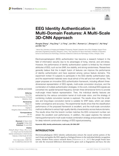 Pdf Eeg Identity Authentication In Multi Domain Features A Multi