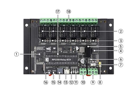 Raspberry Pi Pico 2 Rp2350 Industrial 6 Ch Relay Rs485 Isolation Protection