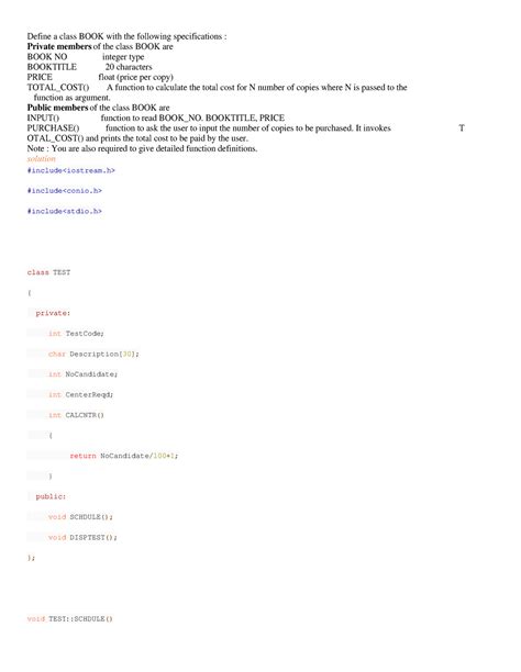 C Classes And Objects Solved Program 4 Define A Class Book With The