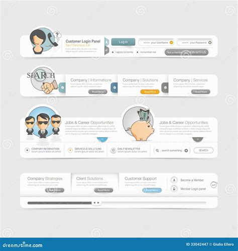 Web Menu Navigation Line White Icons Set On Black Cartoon Vector 54845361