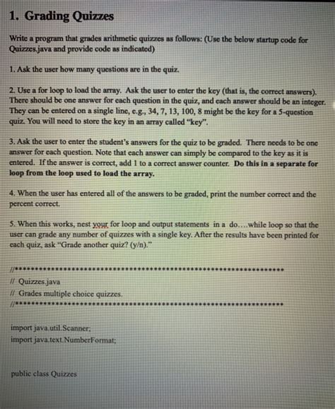 Solved 1 Grading Quizzes Write A Program That Grades
