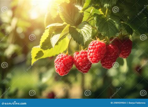 Raspberry Grow In The Orchard Garden In Sunny Day Stock Illustration Illustration Of Tasty