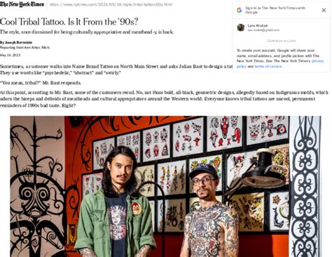 Pdf 2023 The New York Times Cool Tribal Tattoo Is It From The 90s
