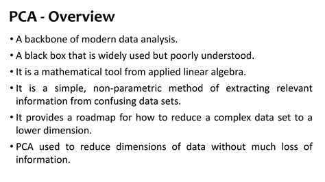 Lect4 Principal Component Analysis I Ppt