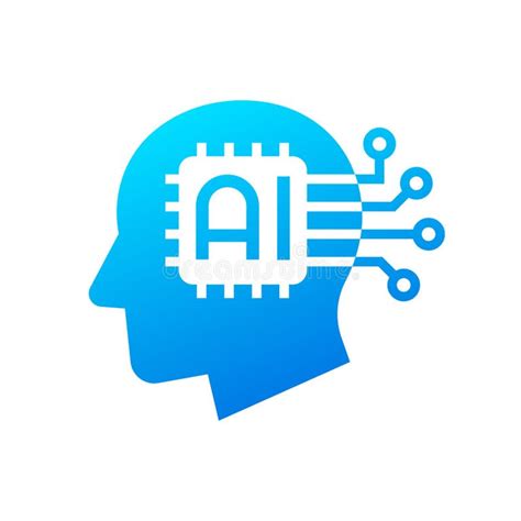 Human Head Tech Icon Ai Circuit Chip Technological Brain Artificial