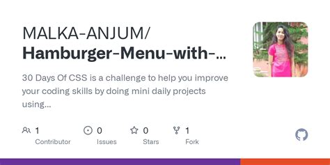 GitHub MALKA ANJUM Hamburger Menu With Overlay Animation Days Of CSS Is A Challenge To