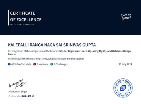 Kalepalli Ranga Naga Sai Srinivas Gupta On Linkedin Sql Scaler
