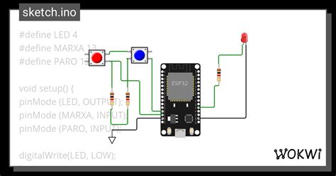 Simulació de circuit paro marxa dun motor Wokwi ESP32 STM32