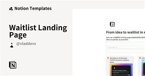 Waitlist Landing Page Template By Vlad Notion Marketplace