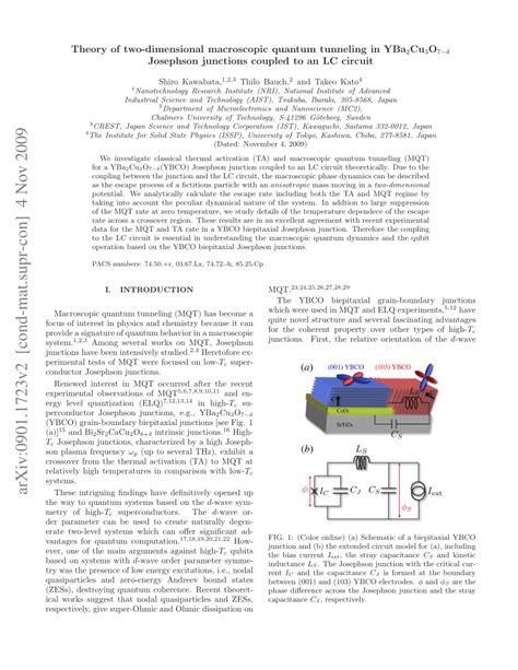Pdf Theory Of Two Dimensional Macroscopic Quantum Tunneling In Yba2cu3o7 δ Josephson Junctions