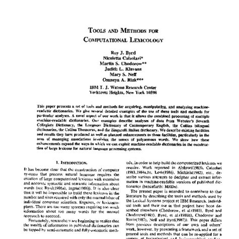 Tools And Methods For Computational Linguistics Acl Anthology