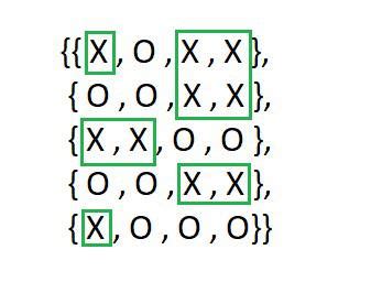 计算给定矩阵中只有 X 的子矩阵 码农参考