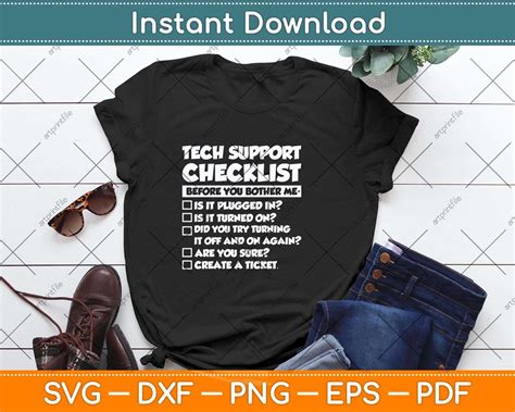 funny tech support checklist svg png dxf cutting file artprintfile