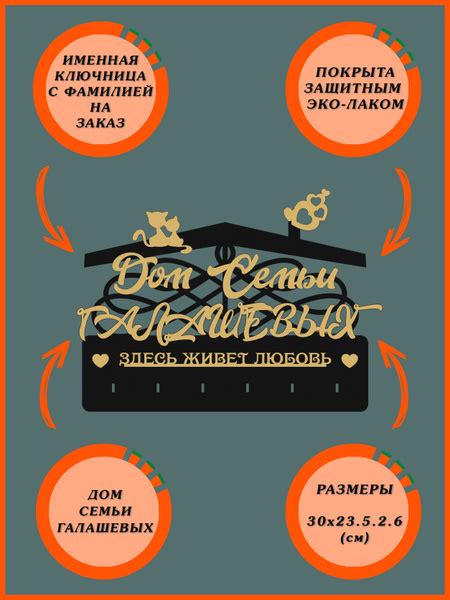 Ключница настенная с фамилией в прихожую в дом Дом Семьи Зайцевых с котами купить с