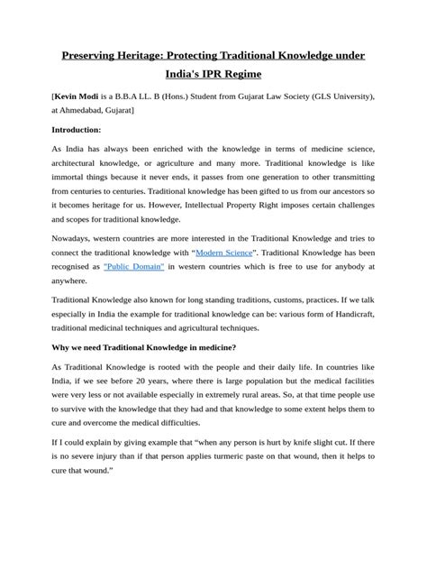 article on preserving heritage protecting traditional knowledge under