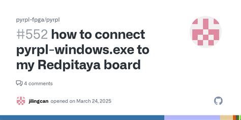 How To Connect Pyrpl Windows Exe To My Redpitaya Board · Issue 552 · Pyrpl Fpga Pyrpl · Github