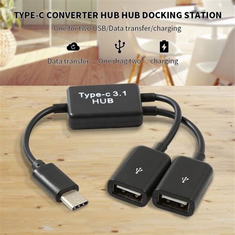 Micro Usb 2 In 1 Type C To OTG Male To Dual Female Hub Adapte USB Port Hub Cable Splitter