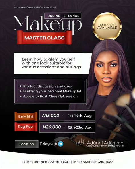 Online Make Up Master Class Flyer Design Class Poster Design Social