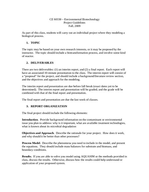 Biotransformation Process In Environmental Biotechnology Project Ce 60330 Docsity