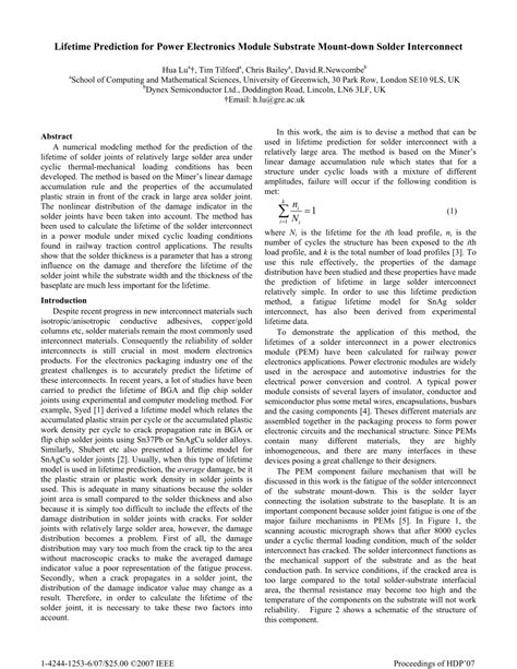 Pdf Lifetime Prediction For Power Electronics Module Substrate Mount Down Solder Interconnect