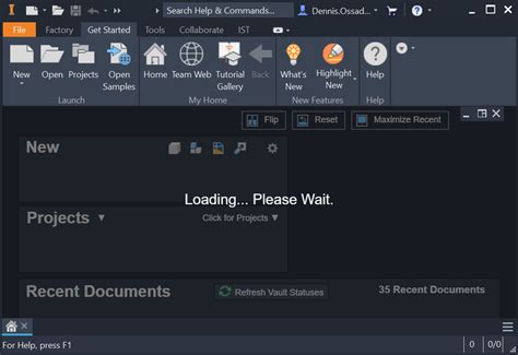 Inventor에서 템플릿을 사용한 후 메시지가 취소되면 홈 화면이 멈춤