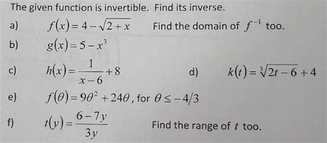 Solved The Given Function Is Invertible Find Its Inverse