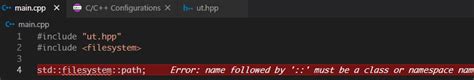 Std Filesystem Does Not Appear In Intellisense When In Usage With Boost Ext Ut Hpp Issue