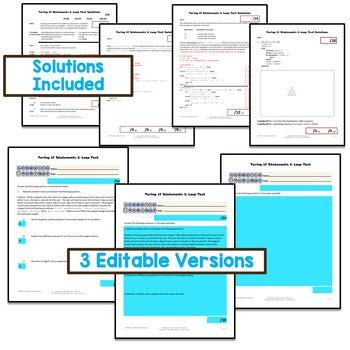 Turing If And Loop Test Editable Resource Package By Computer Corner