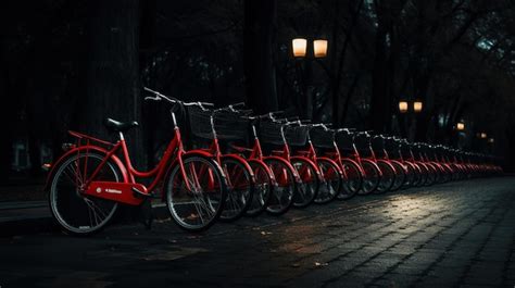 Premium Ai Image Generative Ai Bike Sharing System Many Red City