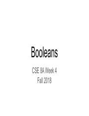 CSE8A L11 Pdf Booleans CSE 8A Week 4 Fall 2018 Checking In PA3 Solo