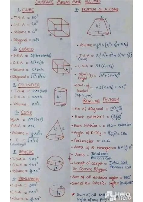 Solution Mathematics Formulas De Geometria 3d Shapes Studypool