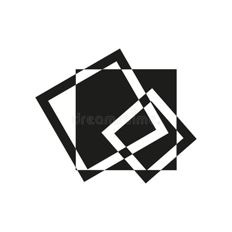 Overlapping Squares Icon Abstract Geometric Pattern Black Intersecting Shapes Minimalist