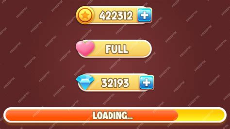 Premium Vector Soft Style Game Ui Vector Set Coin Heart Diamond And Loading Bars With