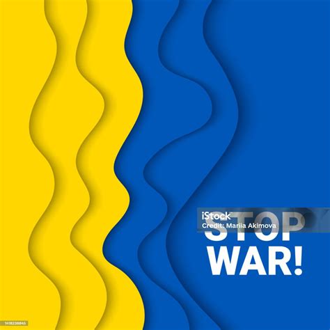 벡터 종이 컷 배경 일러스트 레이 션 우크라이나를 위해기도 아니 전쟁 우크라이나와 함께 서서 우크라이나 국기 색상에 금지 기호와 전쟁 중지 개념 우크라이나 포스터에서 전쟁과