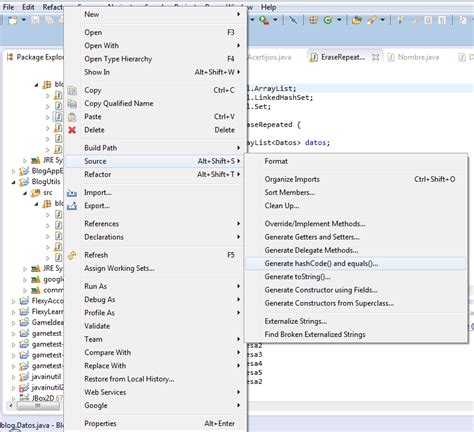 Java Util Eclipse Sobrescribir Metodos Equals Y Hashcode