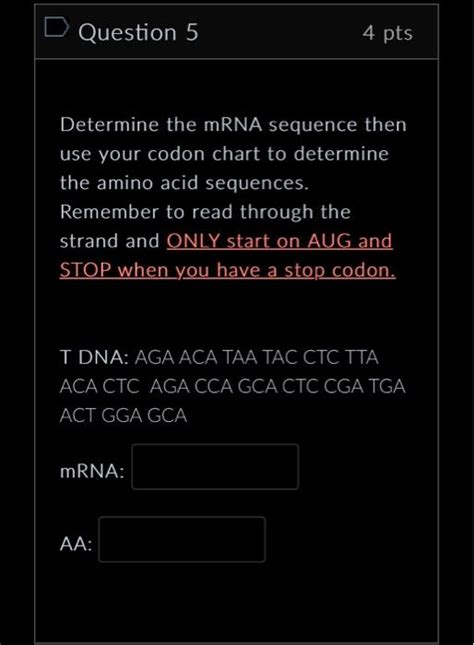 Solved The Genetic Code Table Is Provided Below SFCONN I Chegg Com