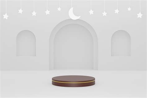 3d 연단 파란색 라마단 흰색 이슬람 배경에 별과 초승달 흰색 색상 3d 일러스트 레이 션 렌더링 전단지 디자인 배너 포스터 및 기타에 대 한 0명에 대한 스톡 사진 및