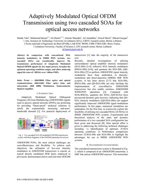 Pdf Adaptively Modulated Optical Ofdm Transmission Using Two Cascaded