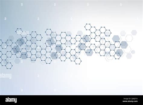 Science Network Pattern Connecting Lines And Dots Technology Hexagons Structure Or Molecular