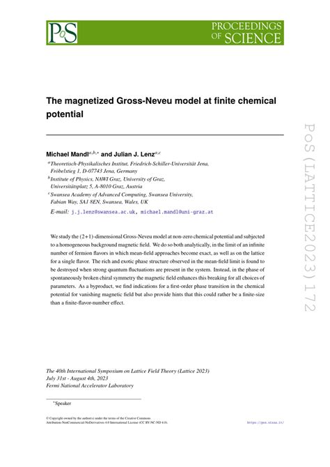 Pdf The Magnetized Gross Neveu Model At Finite Chemical Potential