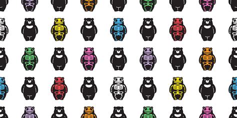 곰 극지 완벽 한 패턴 해골 할로윈 두개골 뼈 테디 인형 벡터 착한 애 낙서 만화 스카프 외딴 선물 포장지 타일 배경 반복 벽지 일러스트 레이 션 디자인 귀신에 대한 스톡