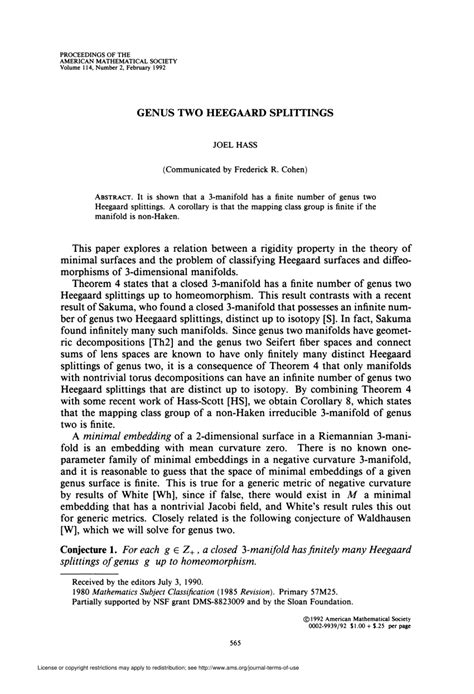 Pdf Genus Two Heegaard Splittings