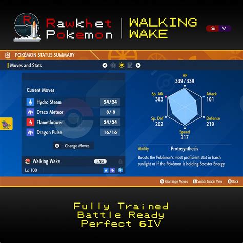Walking Wake 6IV Battle Ready Pokemon Scarlet And Violet Rawkhet