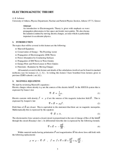 Pdf Electromagnetic Theory