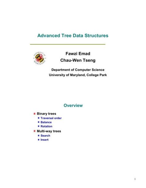 Multi Way Search Trees Computer Science Department