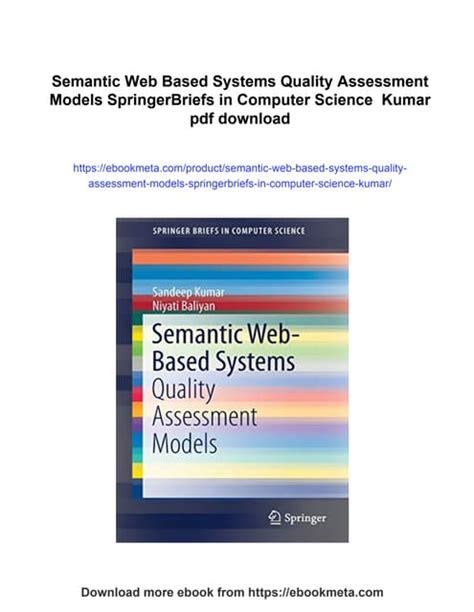 Semantic Web Based Systems Quality Assessment Models Springerbriefs In Computer Science Kumar Pdf