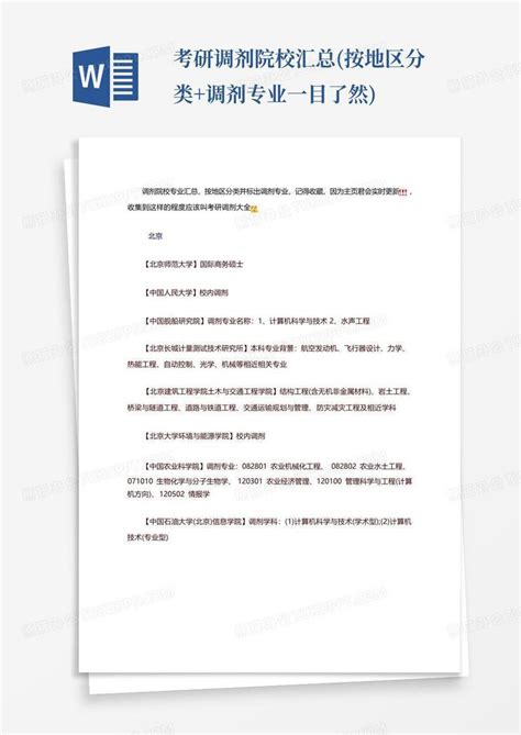 考研调剂院校汇总 按地区分类 调剂专业一目了然 Word模板下载 编号lnzdoood 熊猫办公